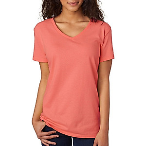 Gildan Women's Softstyle V-Neck T-Shirt - XX-Large - Coral Silk