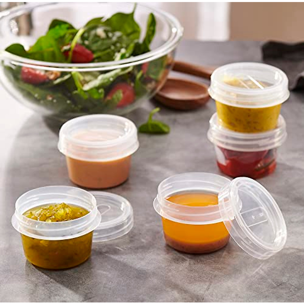 PLASTICPRO 6 Pack Twist Cap Food Storage Containers with Clear Screw on Lid- 4 oz Reusable Meal Prep Containers - Small Freezer Containers Microwave Safe Clear Plastic Food Storage