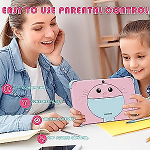 Kids Tablet 10.1 inch Toddler Tablet for Kids WiFi Kids Tablets Android with Dual Camera Android 11.0 2GB 32GB ROM 1280x800 HD IPS Touchscreen Parental Control YouTube Neflix (Pink)