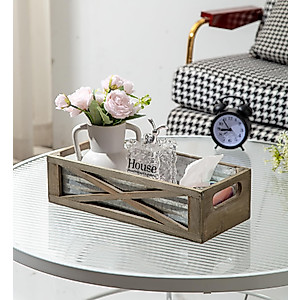 Venalys Wooden Toilet Tank Basket, Rustic Bathroom Decor Box, Farmhouse Toilet Paper Organizer Holder, Decorative Bathroom Storage Basket, Barn Door (Gray)