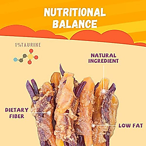 Pawmate Chicken Wrapped Orange & Purple Sweet Potato Dog Treats, Eliminates Tears with Taurine Soft Snacks for Small Medium Large Dogs 11OZ