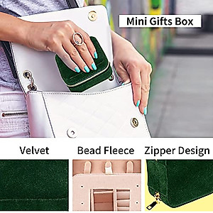 Travel Velvet Jewelry Box with Mirror, Mini Gifts Case for Women Girls, Small Portable Organizer Boxes for Rings Earrings Necklaces Bracelets