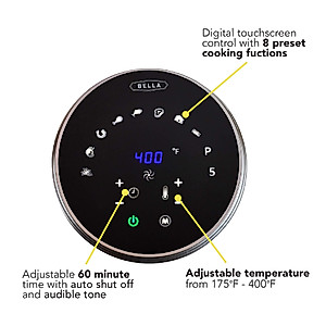 BELLA (14679) 5.3 Quart Air Convection Fryer, Black