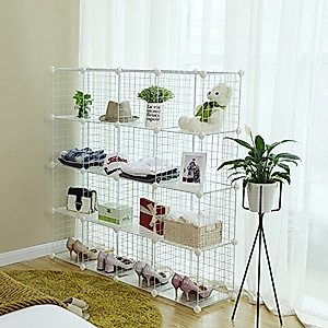 SONGMICS 16-Cube Shelves Organizer, Modular Bookcase, DIY Closet Cabinet Shelf White ULPI44W