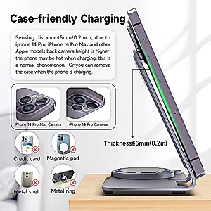 Wireless Charger, Aluminum Alloy 3 in 1 Wireless Charging Station for Apple iPhone/iWatch/Airpods,iPhone 14,13,12,11 (Pro, ProMax)/XS/XR/XS/X/8(Plus),iWatch8/7/6/SE/5/4/3/2,AirPods 3/2/pro