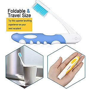 4 Pieces Folding Travel Toothbrush Portable Soft Toothbrush with Soft Bristles Brushes for Sensitive Gums (Pink, Yellow, Blue, Green)