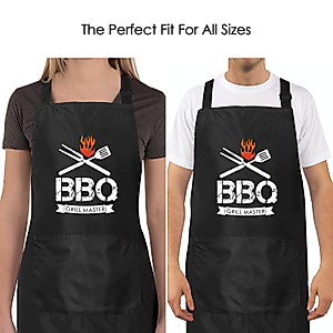 Grill Master - BBQ Apron Funny Grill Apron with 2 Pocket Adjustable Neck Strap Cooking Apron for Birthday, Christmas, Thanksgiving, Father's Day Gifts for Dad, Husband, Friends
