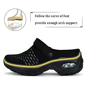 Women's Mesh Garden Shoes Air Cushion Mule Clogs Lightweight Walking Shoes Black EU40 US9.5