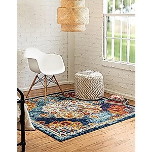 Unique Loom Parker Collection Area Rug - Kokulu (7' 10" Square, Multi/Blue)