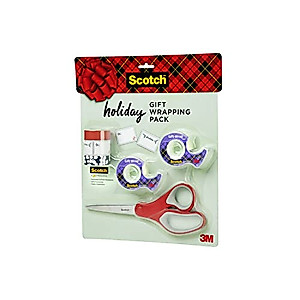 Scotch Gift Wrapping Pack, Includes Gift-Wrap tape, Multi-Purpose Scissors, Expressions Washi Tape, Makes your gifts look great (GiftPack-HOL20)