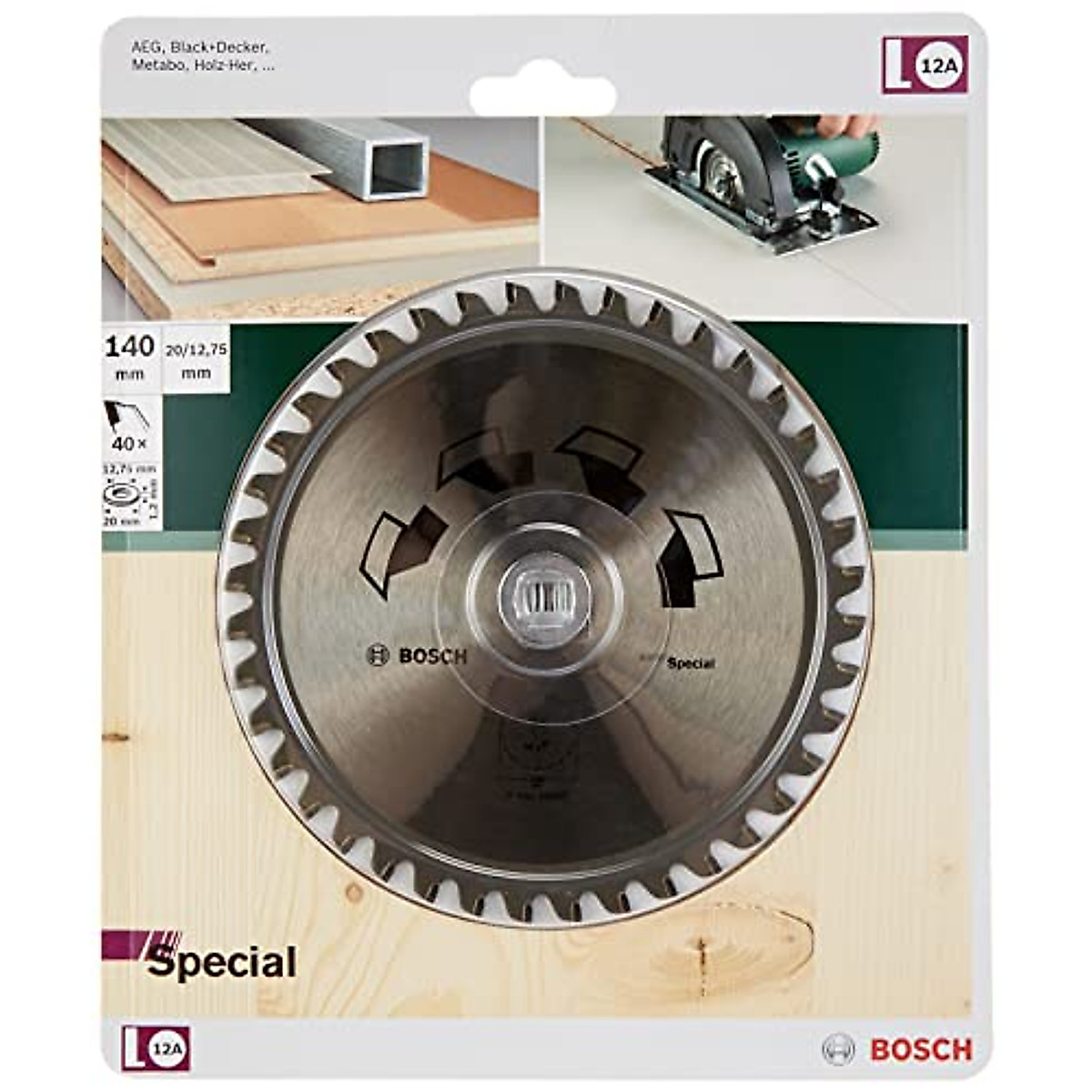 Bosch 2609256885 140 mm Circular Saw Blade Special, 40 teeth, bore 20 mm/bore with reduction ring 12.75mm