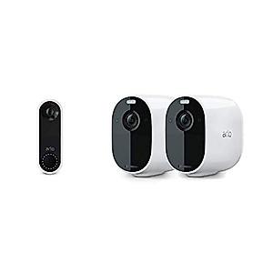 Arlo Essential Spotlight Camera | Wire-Free, 1080p Video (White) Video Doorbell | HD Video Quality, 2-Way Audio, Package Detection | Motion Detection and Alerts | Built-in Siren