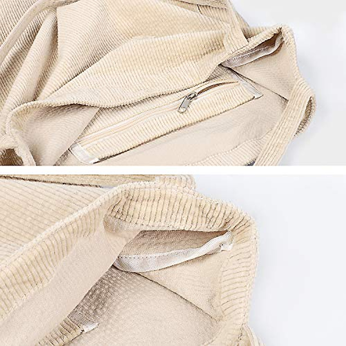 Etercycle Women Corduroy Tote Bag, Casual Handbags Big Capacity Shopping Shoulder Bag with Pocket (Cream)