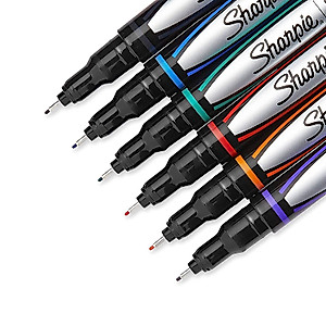 Sharpie 1751690 Plastic Point Stick Permanent Water Resistant Pen Assorted Fine 6/Pack