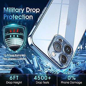 Supdeal Crystal Clear Case for iPhone 13 Pro Max, [Not Yellowing] [Military Grade Drop Tested] Shockproof Protective Phone Case Soft Silicone Slim Cover with Camera Protection, 6.7 inch, Blue