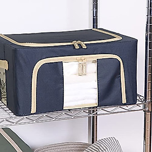 Fuji Boeki 63513 Storage Box, Width 15.4 x Depth 11.4 x Height 7.9 inches (39 x 29 x 20 cm), Blue, 5.6 gal (22 L), with Small Window, Stackable