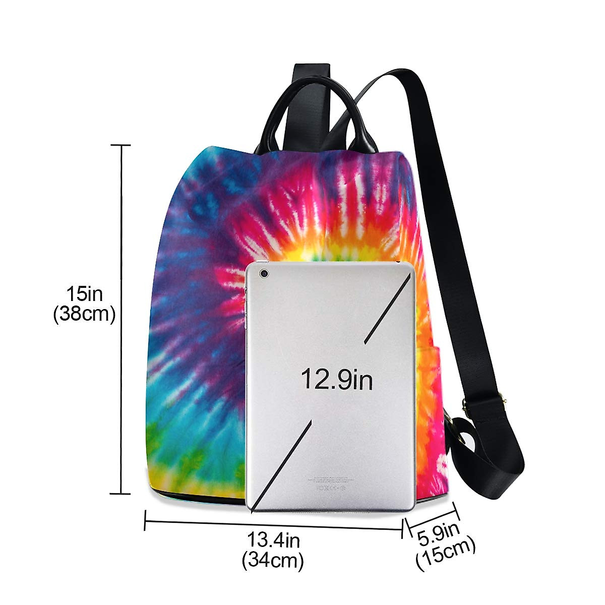 ALAZA Abstract Swirl Design Tie Dye Backpack Purse for Women Anti Theft Fashion Back Pack Shoulder Bag