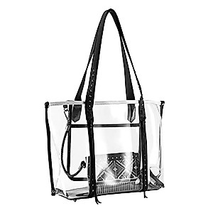 Montana West Aztec Collection Clear Tote Bag with Detachable Wristlet Vegan Leather Purses Western Large 2 in 1 Transparent Shoulder Handbag for Women MW1122-8317BK