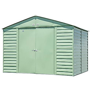 Arrow Select 10' x 8' Outdoor Lockable Steel Storage Shed Building, Sage Green