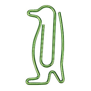 20Pcs Paper Clips, Green Iron Penguin Shape Decorative Metal Binder Bookmark Clips Page Marker Stationery School Office Supplies Gifts for Women Coworkers Students Teachers