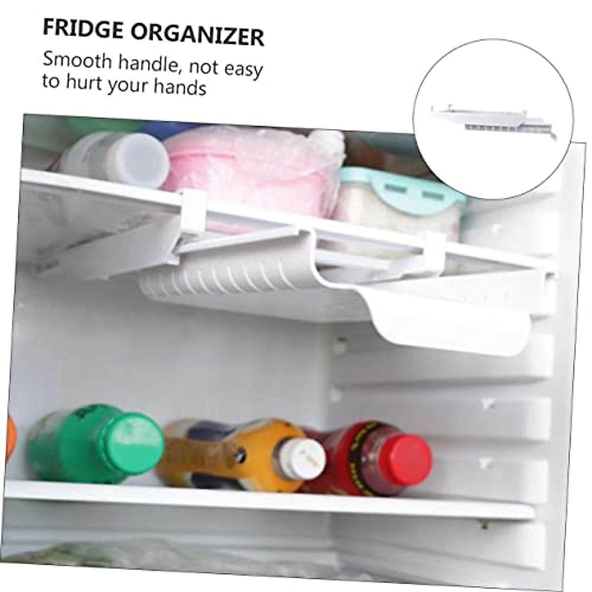 YARNOW 1pc Refrigerator Storage Bracket Fridge Freezer Bags Rack Bag Organizer Zipper Bag Rack Hanger Refrigerator Storage Shelf Refrigerator Stand Holder Rack Abs Tray White Telescopic