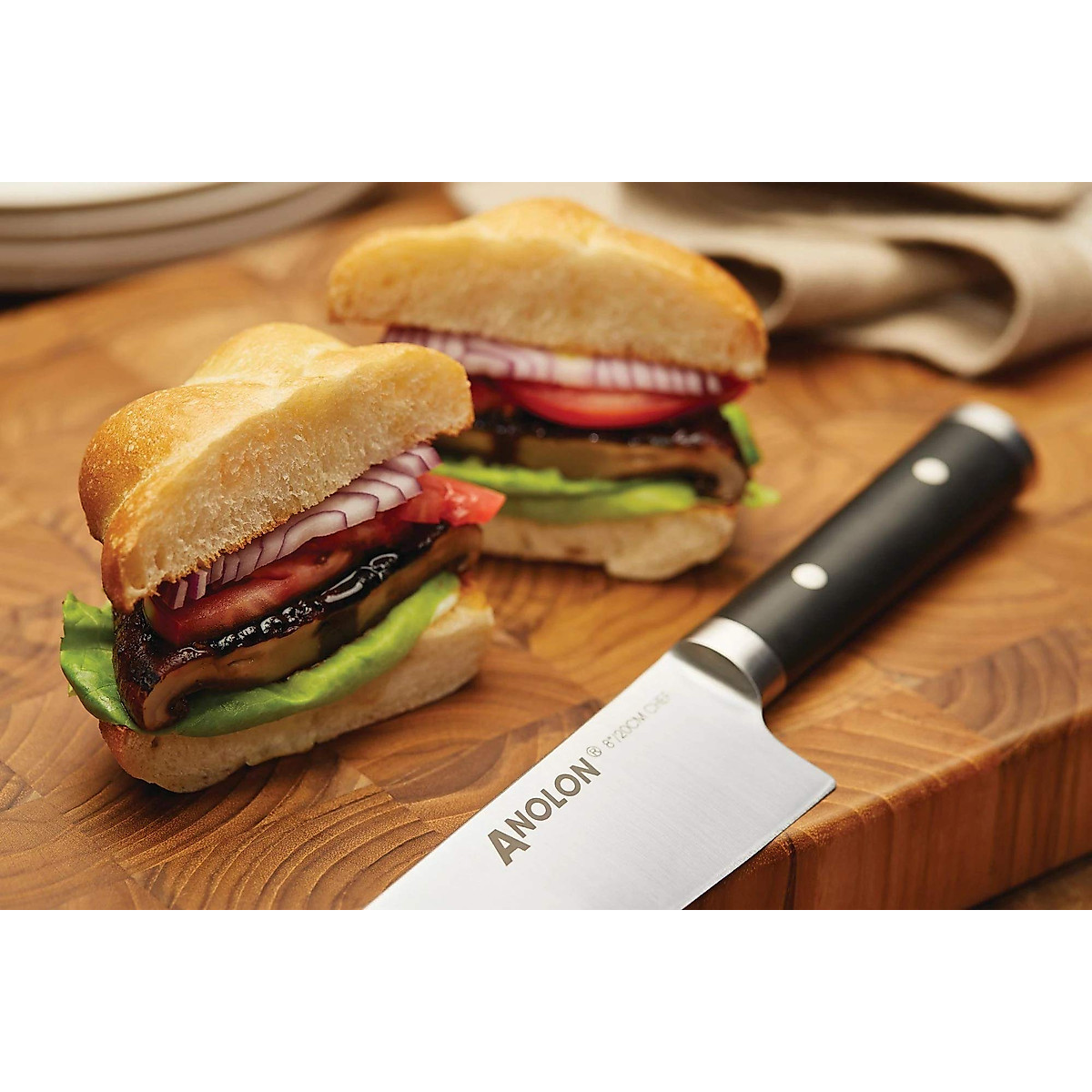 Anolon 17 Piece Knife Block Set, Black