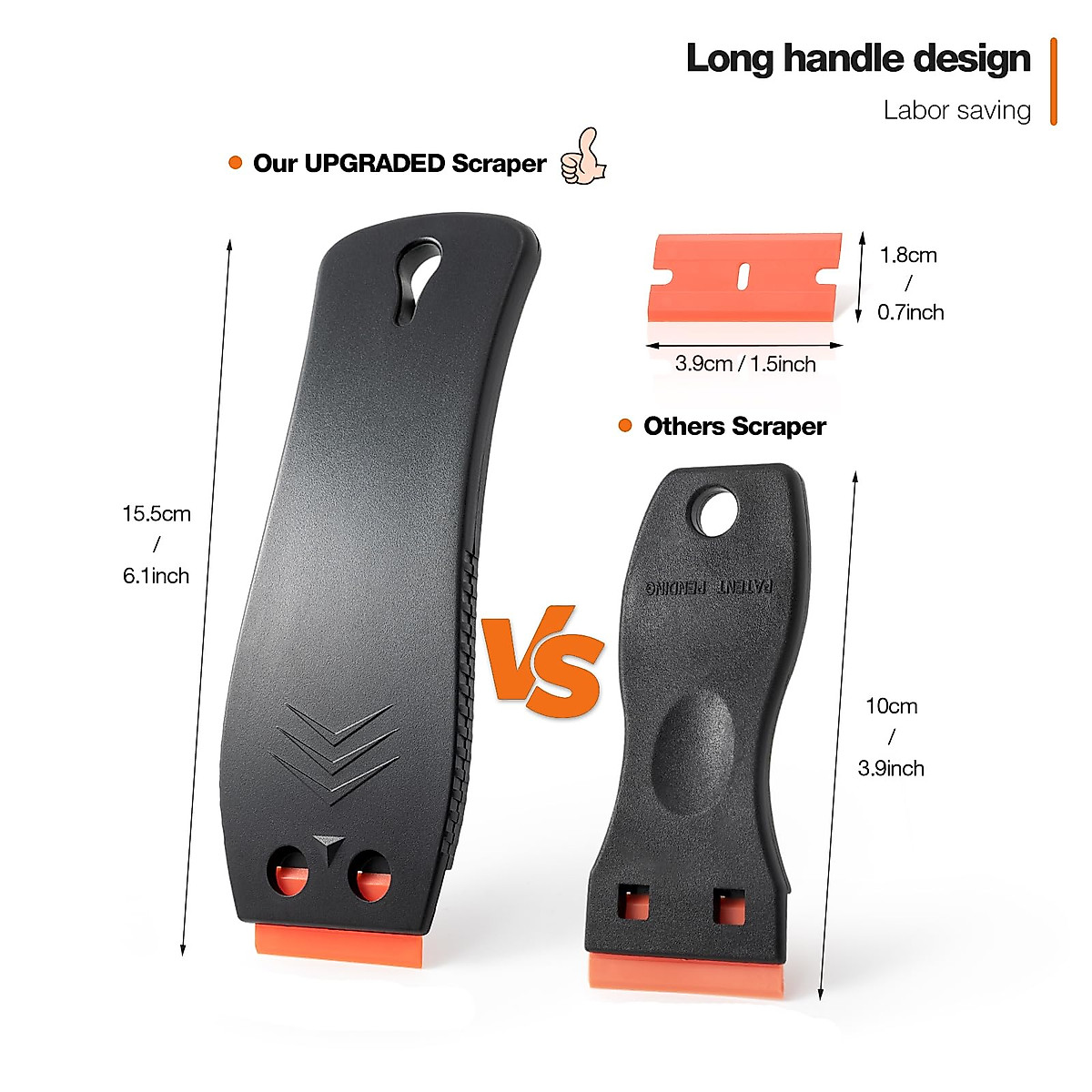 Gomake Double Edged Plastic Razor Blade Scrapers Knife with 20pcs Plastic Razor Blades for Removing Glue, Sticker, Decals, Tint,Label, Decal, Car Sticker, Adhesive from Window,Glass and Floor