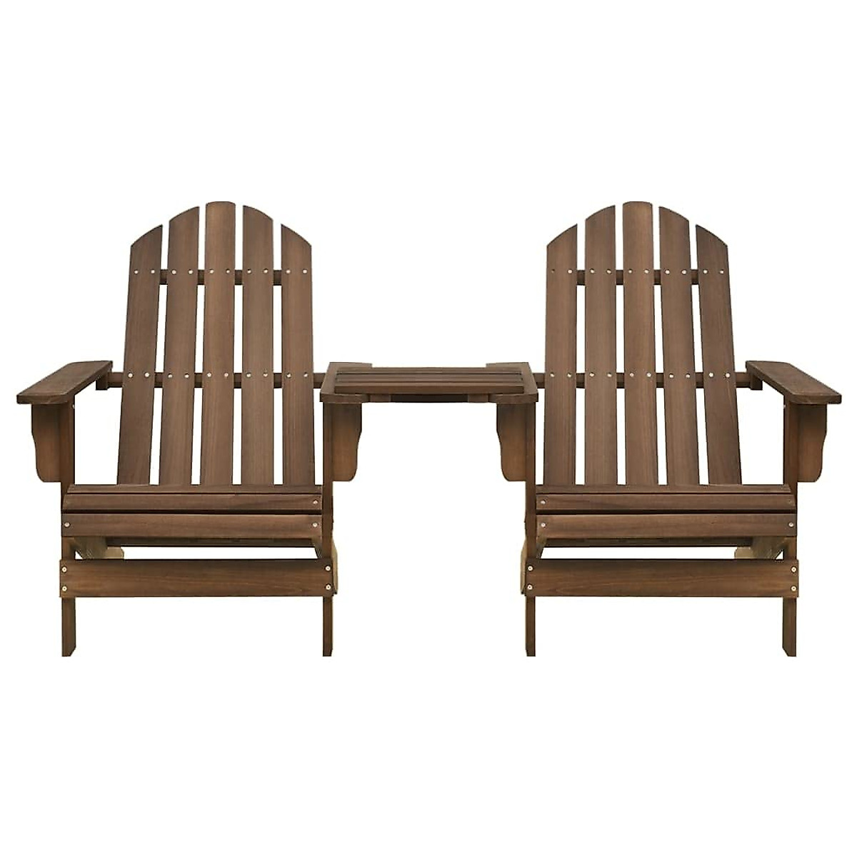 Tidyard Patio Adirondack Chairs with Tea Table Solid Wood Fir Brown Outdoor Fire Pit Chair Wooden Garden Armchair for Porch Pool Lawn Deck Backyard Balcony Outdoor