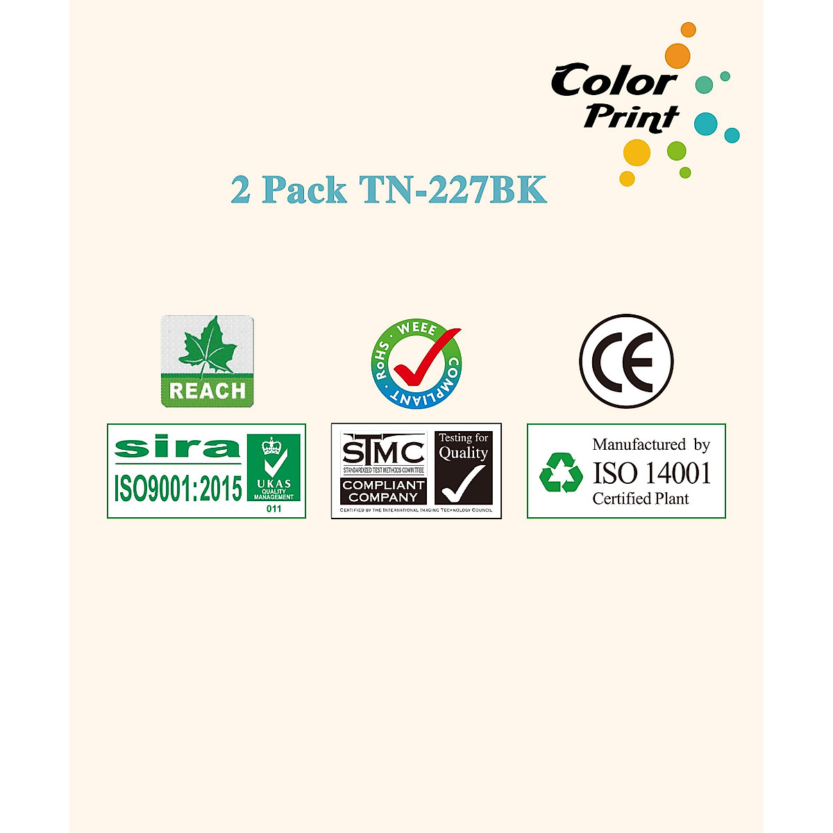 2-Pack ColorPrint Compatible Toner Cartridge Replacement for TN227 TN-227BK TN227BK High Yield Work with HL-L3210CW L3230CDW L3710CDW L3270CDW DPC-L3550CDW MFC-L3710CW L3750CDW L3770CDW (Black)