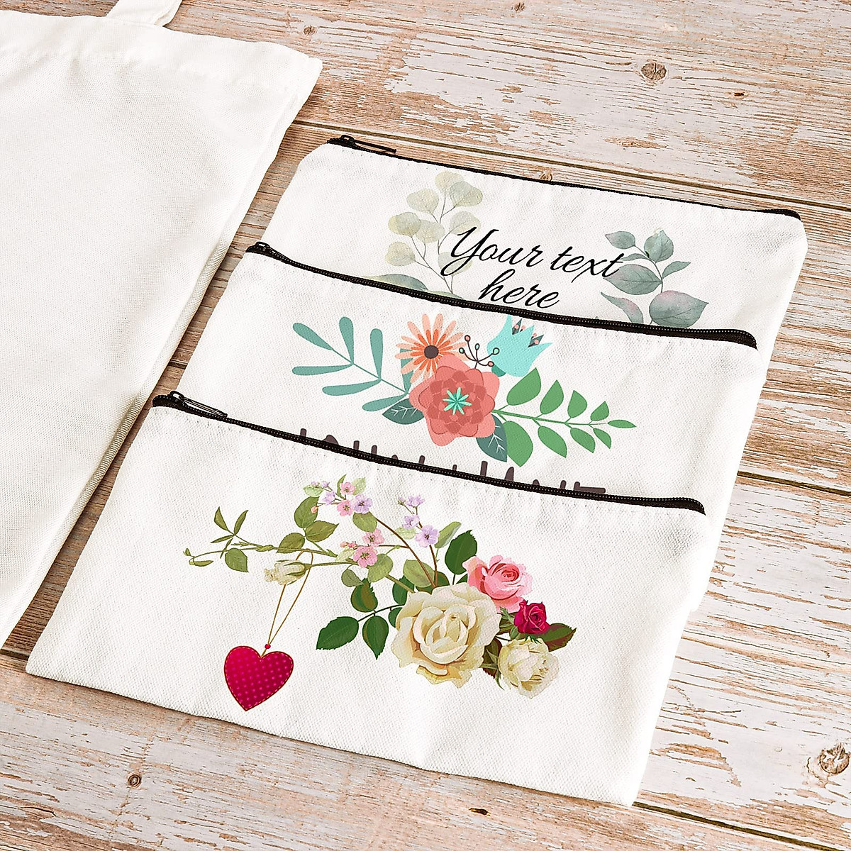 Valyria Sublimation Blanks Cosmetics Bag Bulk Heat Transfer Makeup Pouches Zipper Canvas Pen Case Pencil Pouch Travel Toiletry Bag for Travel DIY Craft 12 Pieces