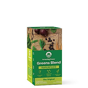 Amazing Grass Greens Blend Superfood: Super Greens Powder Smoothie Mix with Organic Spirulina, Chlorella, Beet Root Powder, Prebiotics & Probiotics, Original, 15 Servings (Packaging May Vary)