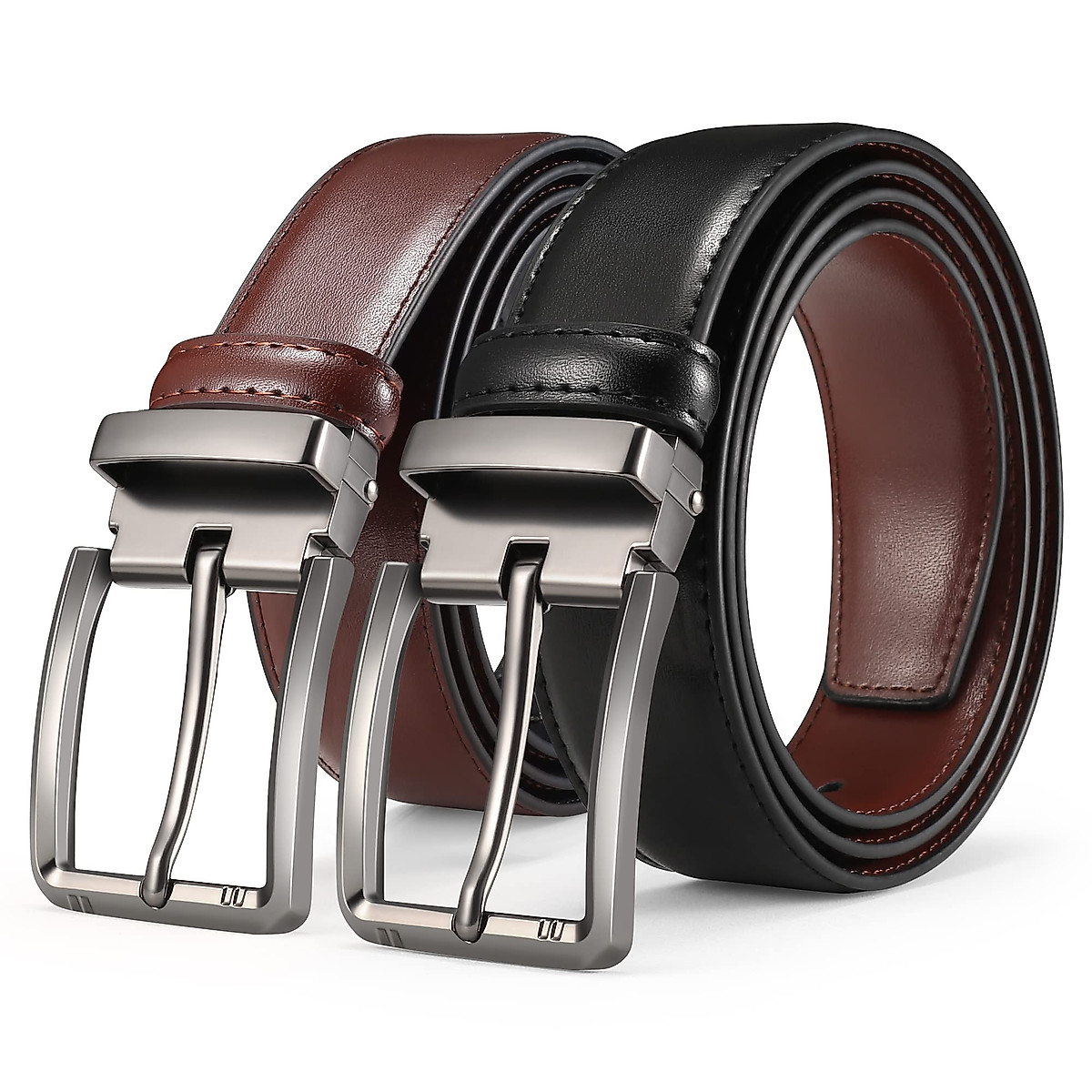 WLEAD Men's Belt, Reversible Leather Belt 1 3/8" For Mens Dress Casual Golf Pants Shirts,One Reverse For 2 Sides