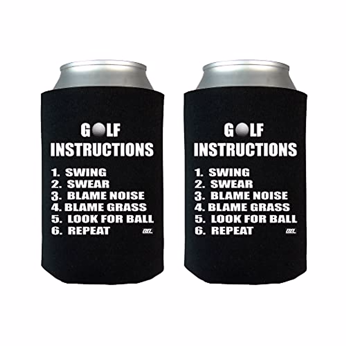 Funny Golf Instructions Joke Gag Gift for Golfer Collapsible Beer Can Bottle Beverage Cooler Sleeves 2 Pack