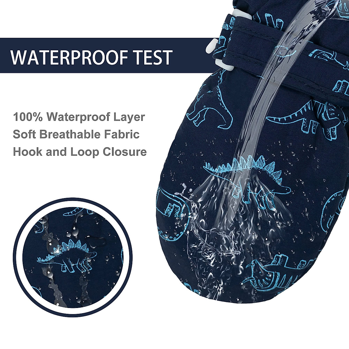 Fynnsure Toddler Mittens Lined Fleece Snow Gloves for Boys Girls Kids Winter Ski Gloves Baby Mittens Blue 2-4 Years