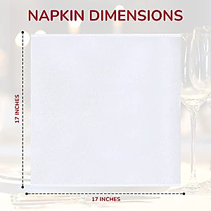 Leviharmony 12 Pack Cloth Napkins – White – 17 x 17 Inch – 100% Polyester Dinner Napkins – Table Napkins for Restaurant, Events and Weddings