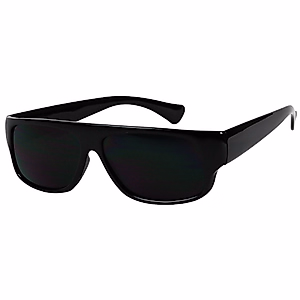ShadyVEU Super Dark Sunglasses 100% UV Protection | Eazy E Lowrider Cholo Vintage Flat Top OG Biker Shades (Black)
