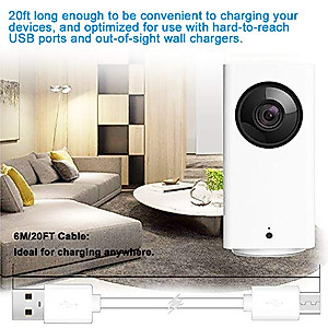 3Pack 20FT USB Power Extension Cord Compatible with Wyze Cam, WyzeCam Pan,Yi Cam,YI Dome Home,Oculus Go,Kasa,Nest Cam,Netvue,Blink,Furbo Dog,Cloud Camera Security Surveillance Charging Cable