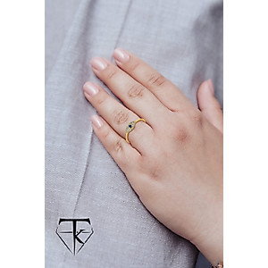 Takar 10k Solid Gold Diamond Dainty Ring With Sapphire Birthstone, Evil Eye Ring, Good Luck Ring For Women, Made In USA, Gold Minimalist Jewelry In Rose, White And Yellow Gold