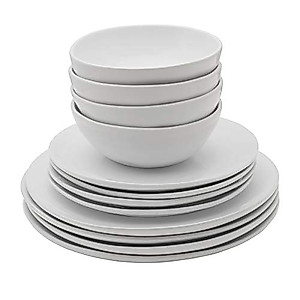 Everyday White by Fitz and Floyd Organic 12 Piece Dinnerware Set, Service for 4