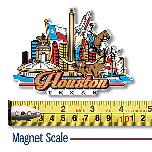 Houston, Texas City Magnet by Classic Magnets, Collectible Souvenirs Made in The USA, 4.2" x 3.1"