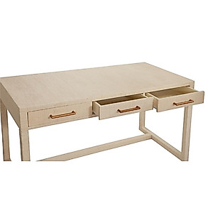 Bassett Mirror Company Magarao Desk in Beige Raffia Wrapped Wood