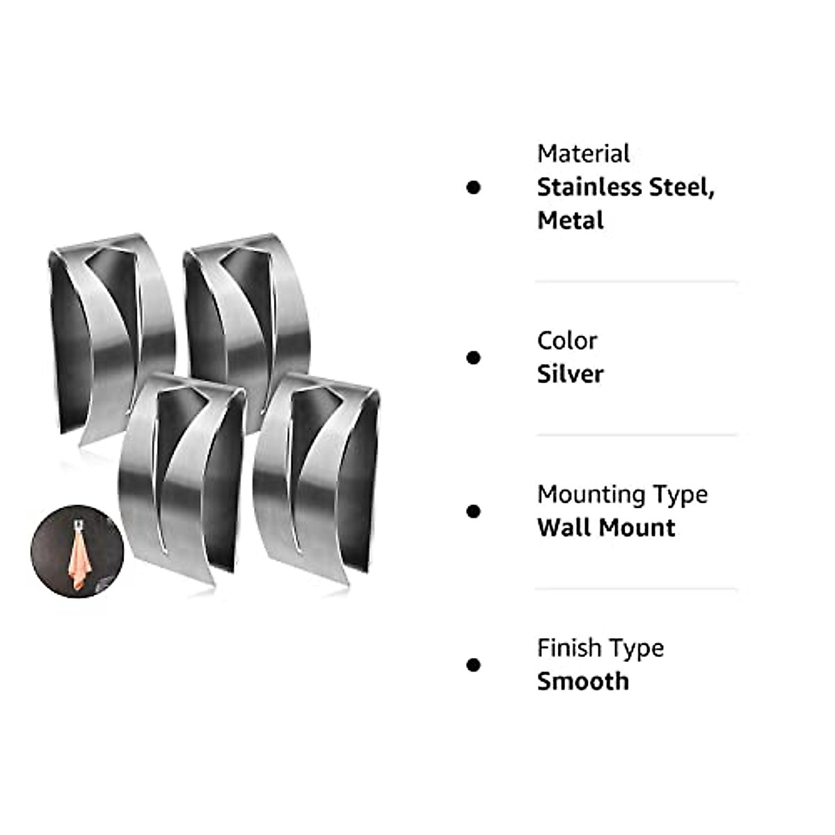 Boao Self Adhesive Grabber Stainless Steel Kitchen Dish Towel Hook Wall Mount Non Drilling Towel Hangers Rack Hand Towel Hook Tea Towel Holders for Bathroom