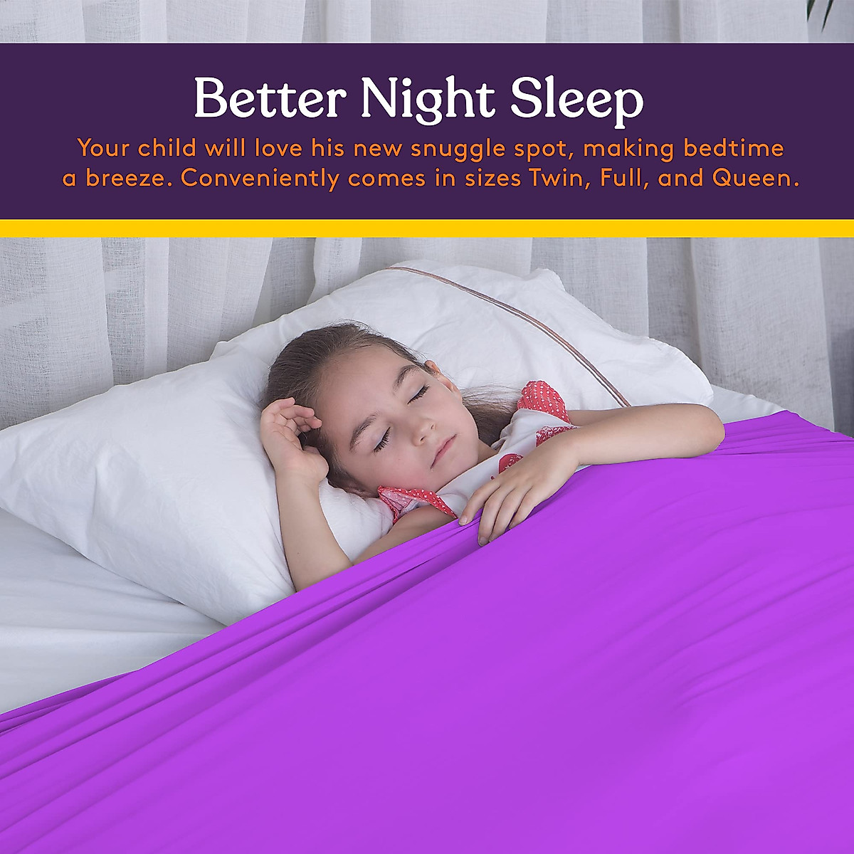 Special Supplies Sensory Bed Sheet for Kids Compression Alternative to Weighted Blankets - Breathable, Stretchy - Cool, Comfortable Sleeping Bedding (Purple, Full)