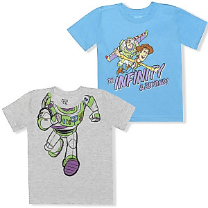 Disney Toy Story Woody & Buzz Lightyear Boys 2 Pack Short Sleeve T-Shirt for Toddler and Little Kids Grey