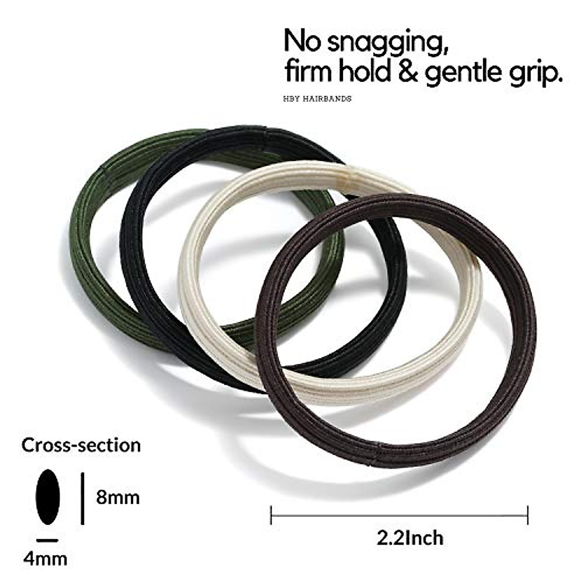 HBY Women's Hair Ties for Thick or Curly Hair. No Slip Seamless Ponytail Holders Sports Thick Hair Ties, Urban Oasis, 8MM, 12 Pcs