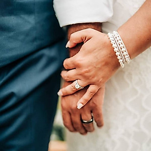 Tsnamer 1.25CT 925 Sterling Silver Bridal Ring Sets Round CZ Engagement Rings Vintage Ring Promise Rings for Her Wedding Bands for Women (Silver, 9)