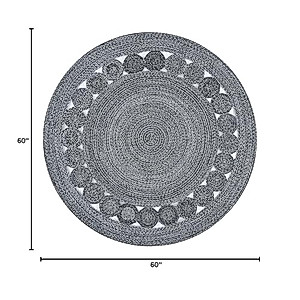 SAFAVIEH Cape Cod Collection 5' Round Charcoal CAP225H Handmade Braided Area Rug