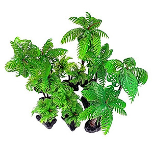 M2cbridge Plastic Coco Tree Aquarium Coconut Plants Palm Tree for Fish Tank Aquarium Decor （9pcs）