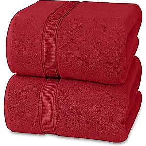 Utopia Towels - Luxurious Jumbo Bath Sheet 2 Piece - 600 GSM 100% Ring Spun Cotton Highly Absorbent and Quick Dry Extra Large Bath Towel - Super Soft Hotel Quality Towel (35 x 70 Inches, Red)
