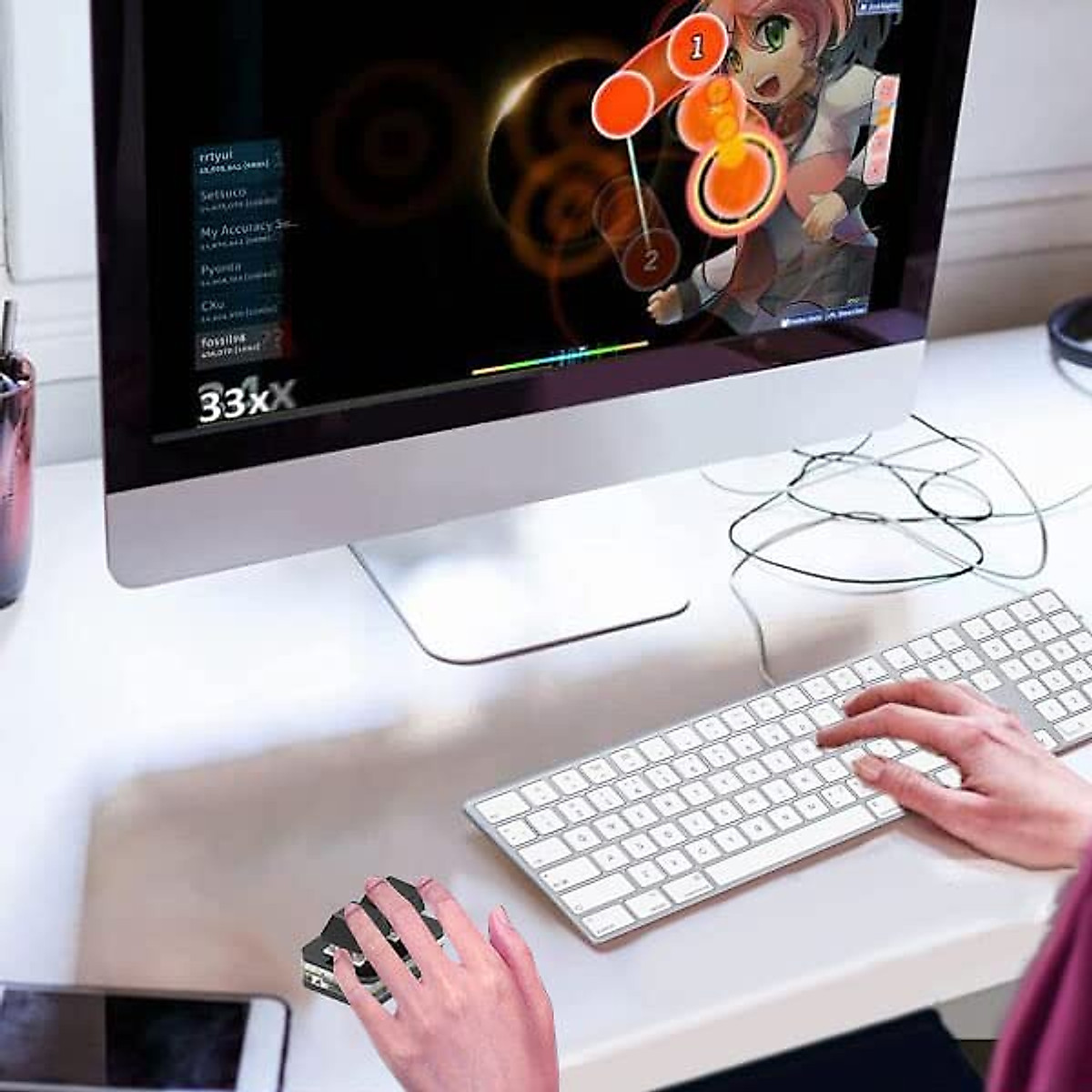 GOWENIC Keypad 2 Keys, Red axis Gaming USB Mechanical Keyboard, Hotswap Mini Keyboard, HID Programming Macro Keys, One Handed Mechanical Gaming Keyboard (White)